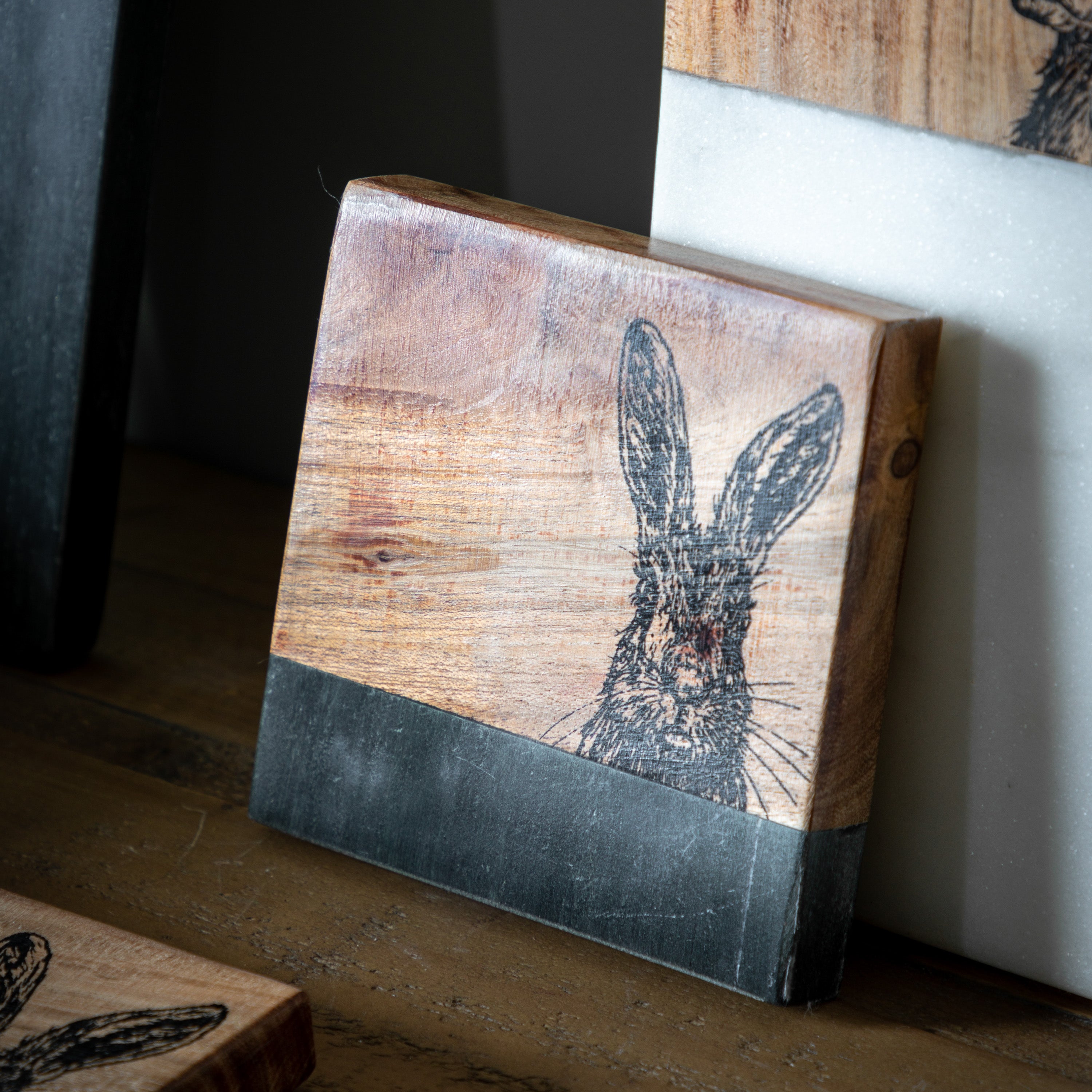 Hare Coasters | Black Marble | Set of 4 | Knees.co.uk – Knees Home and ...
