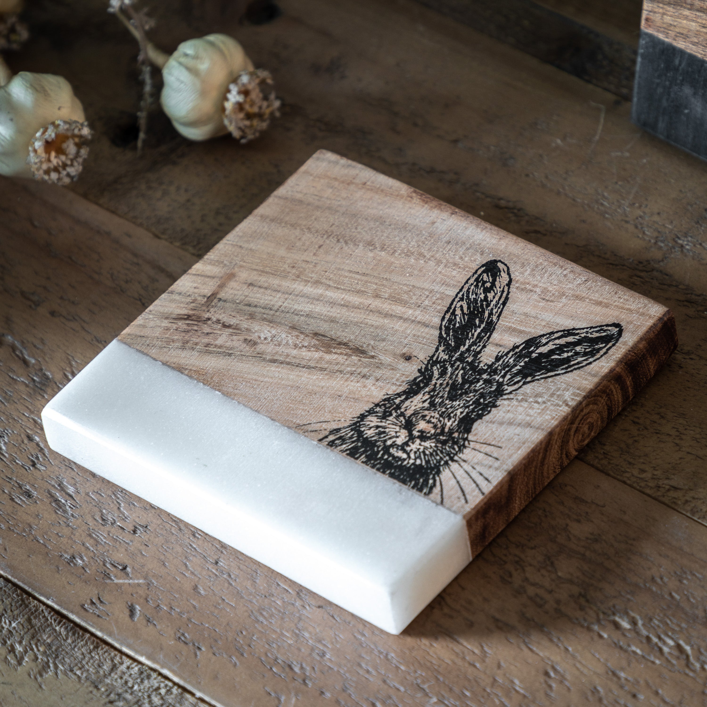 Hare Coasters | White Marble | Set of 4 | Knees.co.uk – Knees Home and ...